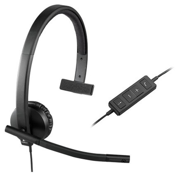 Auriculares Con Micrófono Logitech H570E Mono USB Negro