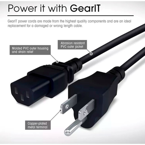 Cable De Poder C13 a Nema 5-15P Trautech De 1.80 Mts 3*18 AWG