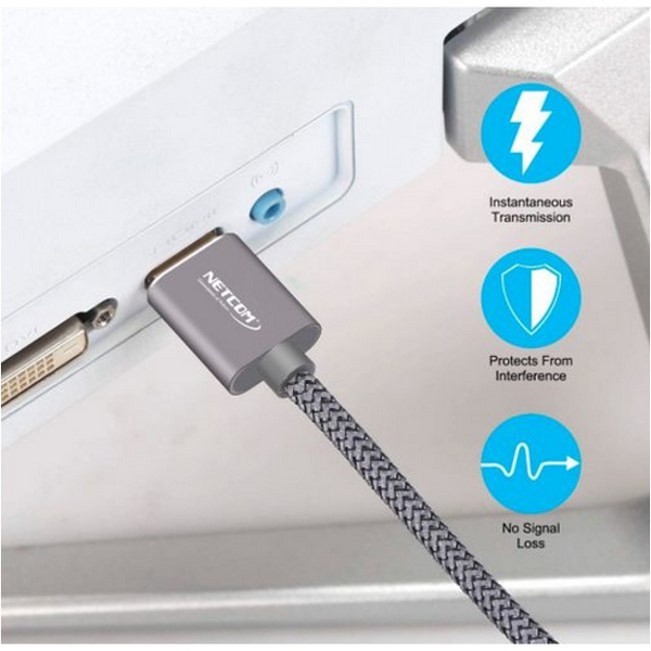 Cable Enmallado HDMI a HDMI Netcom UHD 4K 60Hz 3 Metros