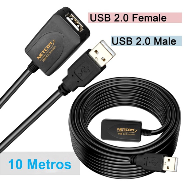 Cable Extensor USB 2.0 Activo Netcom De 10 metros