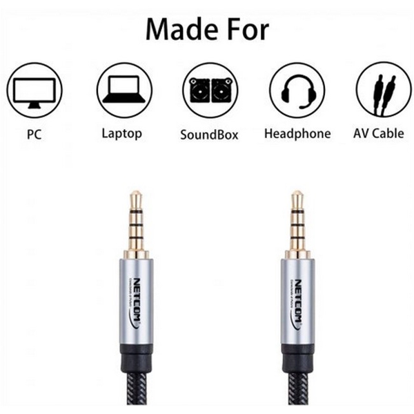 Cable de Audio 3.5mm Macho a Macho TRRS 1.80 Metros Netcom