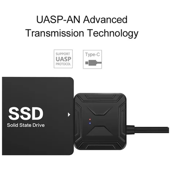 Adaptador Usb C A Sata Netcom UASP HDD 2.5/3.5" (Sin Fuente)