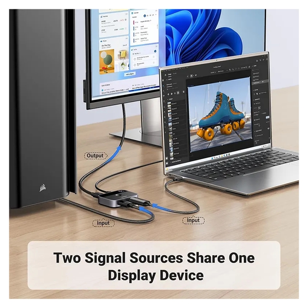 Conmutador DisplayPort 2 en 1 Bidireccional Ugreen 15708