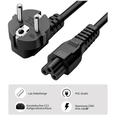 Cable De Poder Trebol C5 a Shuko Trautech De 1.80 Mts