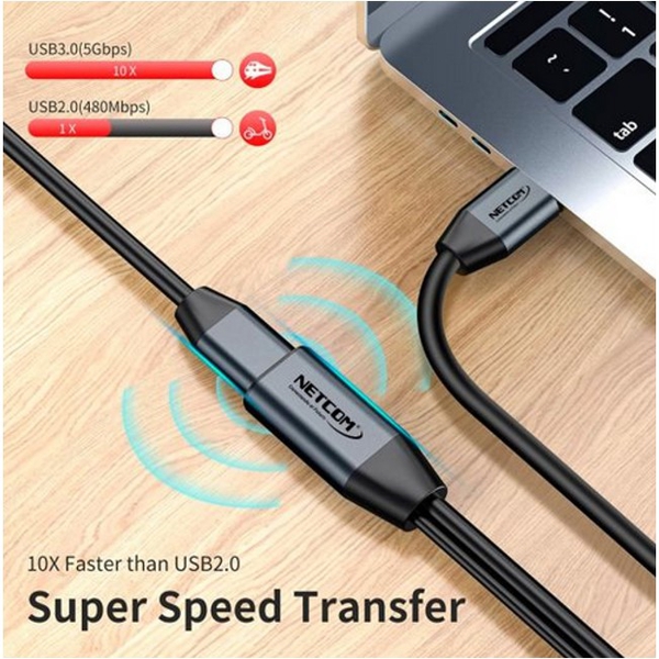 Cable Extensor USB 3.0 Activo 10 Mts Macho a Hembra Netcom