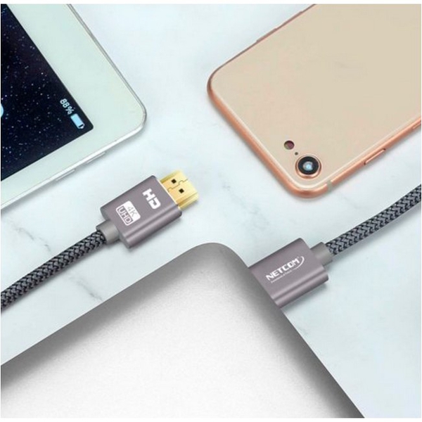 Cable Enmallado HDMI a HDMI Netcom UHD 4K 60Hz 3 Metros